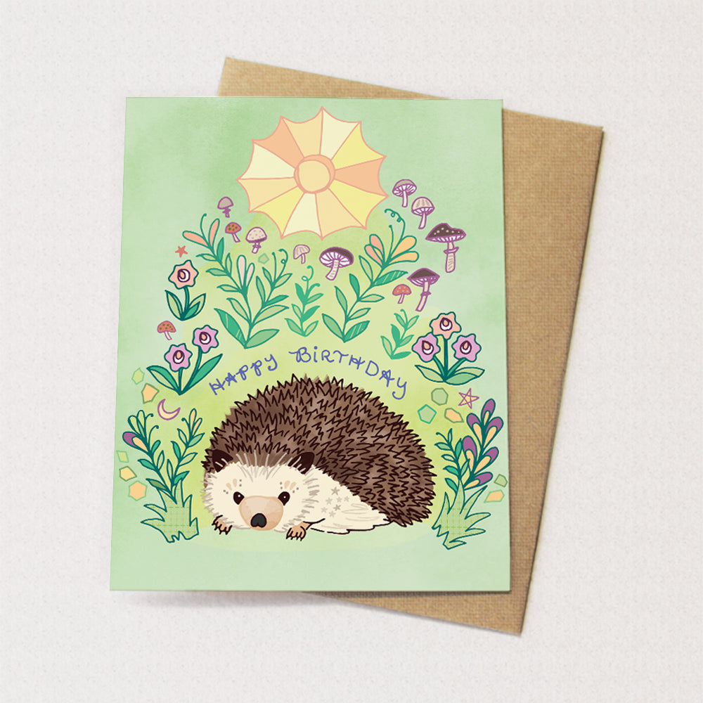Hedgehog greeting card - sun hedgehog birthday card – Cynla